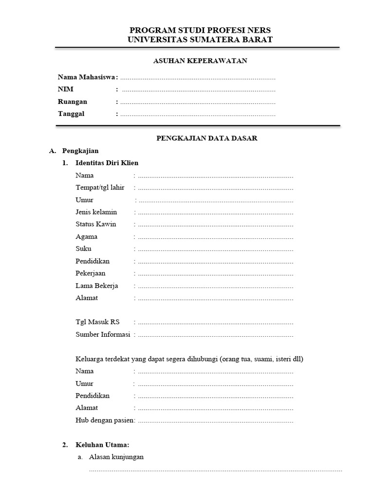 Format Pengkajian KMB | PDF