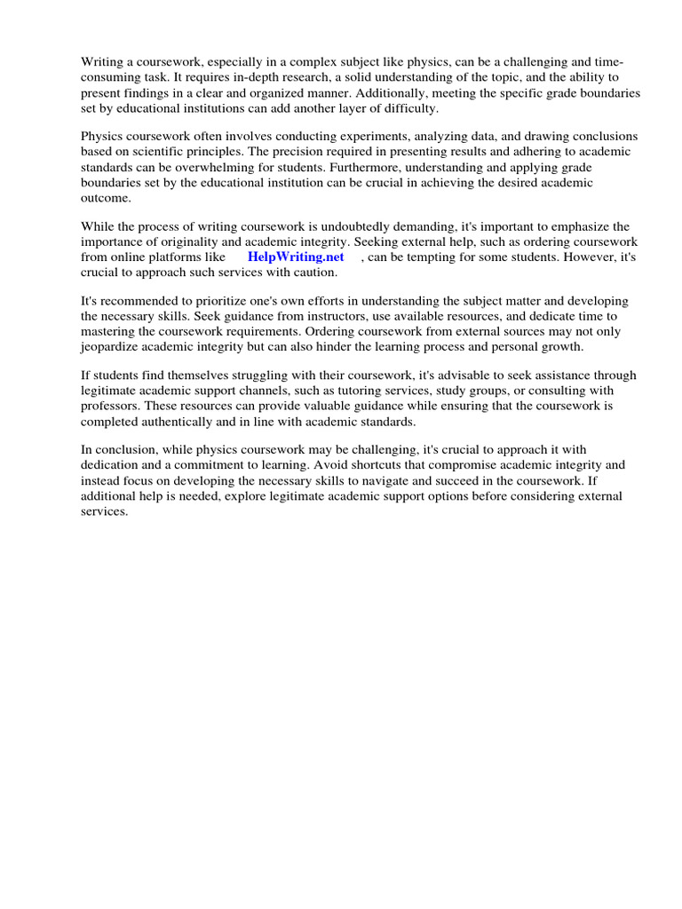 Physics Coursework Writing Guide | PDF | Gce Advanced Level (United ...