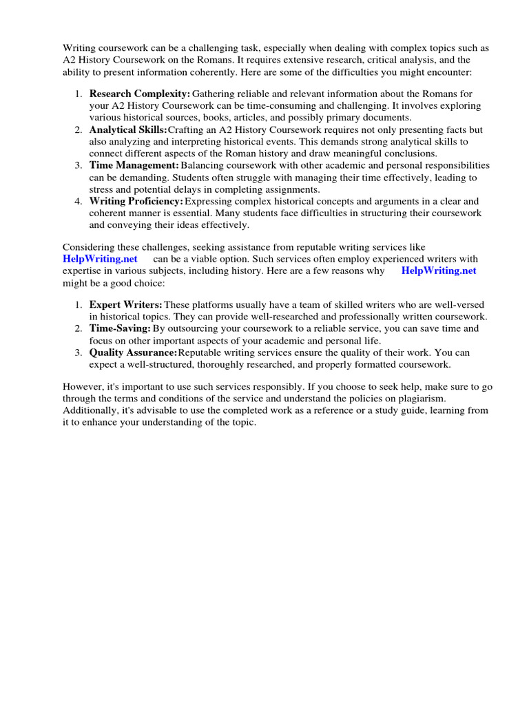 A2 History Coursework Romans | PDF | Roman Empire | Critical Thinking