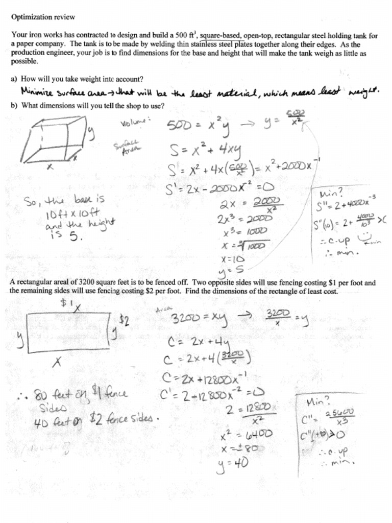 Optimization and Related Rates Review | PDF