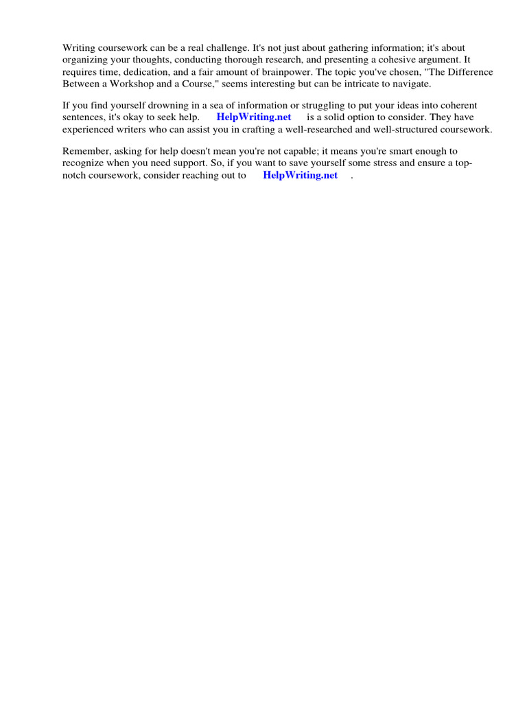 What Is The Difference Between A Workshop and A Course | PDF