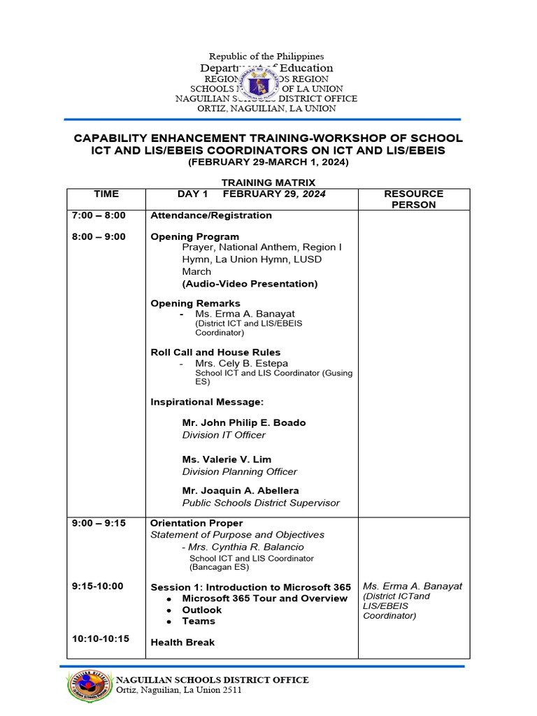 TRAINING-MATRIX-ICT TRAINING District 2024 | PDF | Cross Platform Software | Application ...