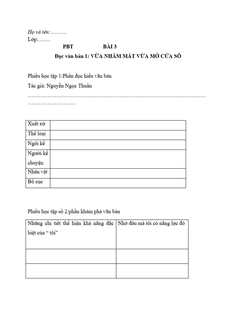 PHT Văn 7 Bài 3, 4 | PDF