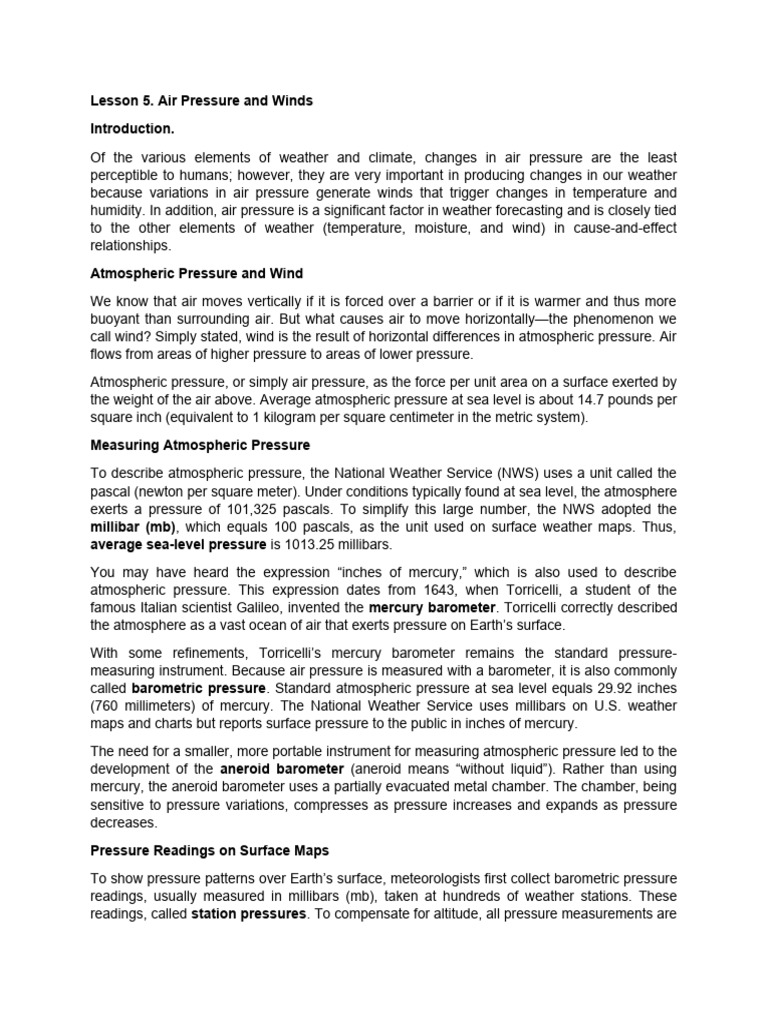 Lesson 5 | PDF | Atmosphere Of Earth | Atmospheric Pressure