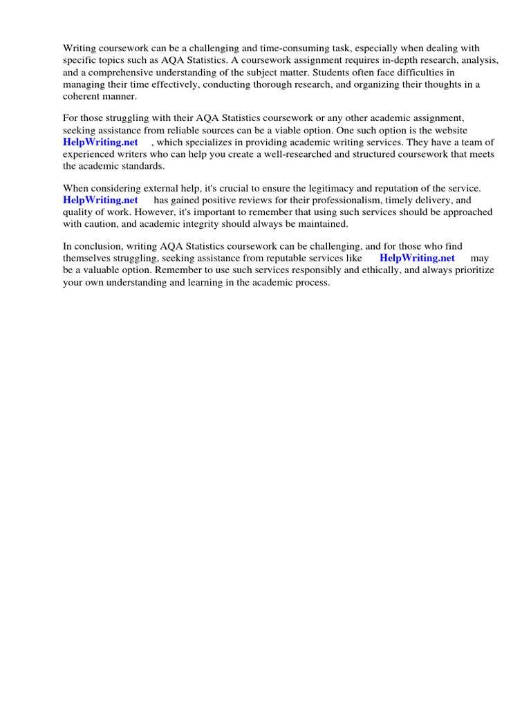 Aqa Statistics Coursework Sample | PDF