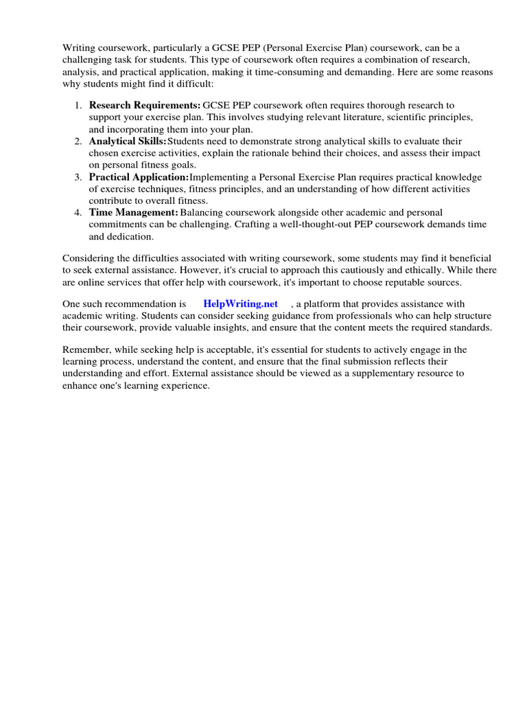 Gcse Pep Coursework Template | Download Free PDF | Physical Fitness ...