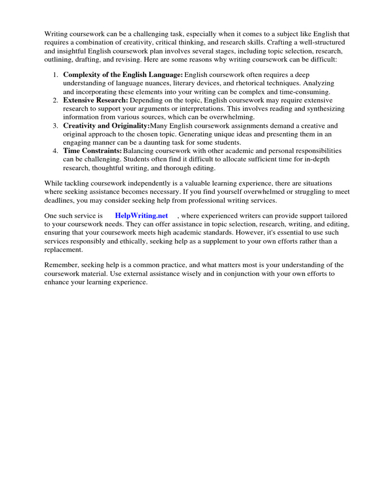 English Coursework Plan | PDF | Essays | Thought