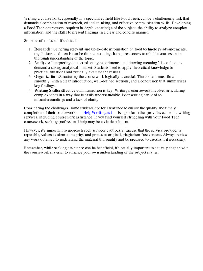Food Tech Coursework Development | Download Free PDF | Learning | Science