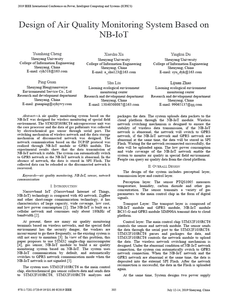NB-IoT Air Quality Monitoring Design | PDF | Computer Network | General ...