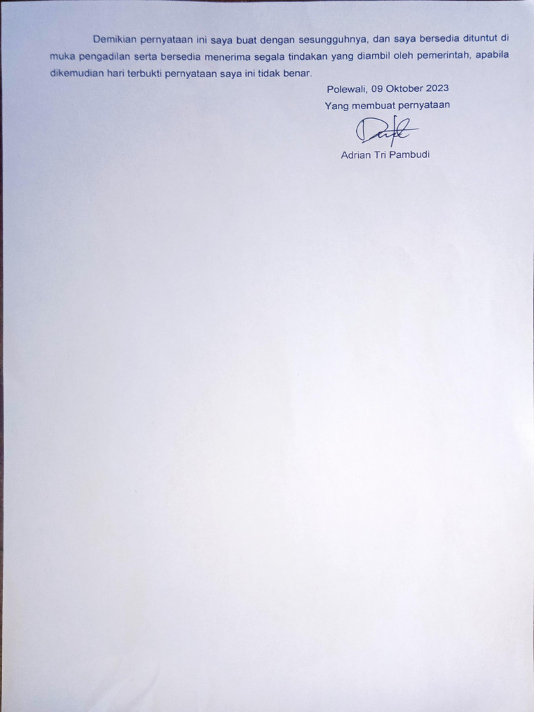 Surat Pernyataan Diri (2) Adri | PDF