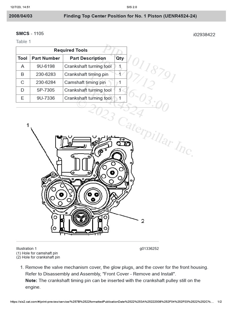 Finding Top Center Position For No. 1 Piston (UENR4524-24) | PDF ...