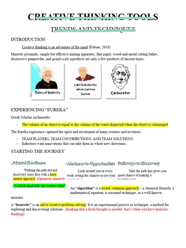 Creative Thinking Tools - Trends and Techniques | PDF | Creativity | Thought