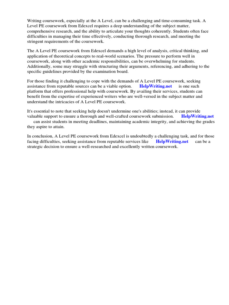 A Level Pe Coursework Edexcel | Download Free PDF | Physical Fitness ...