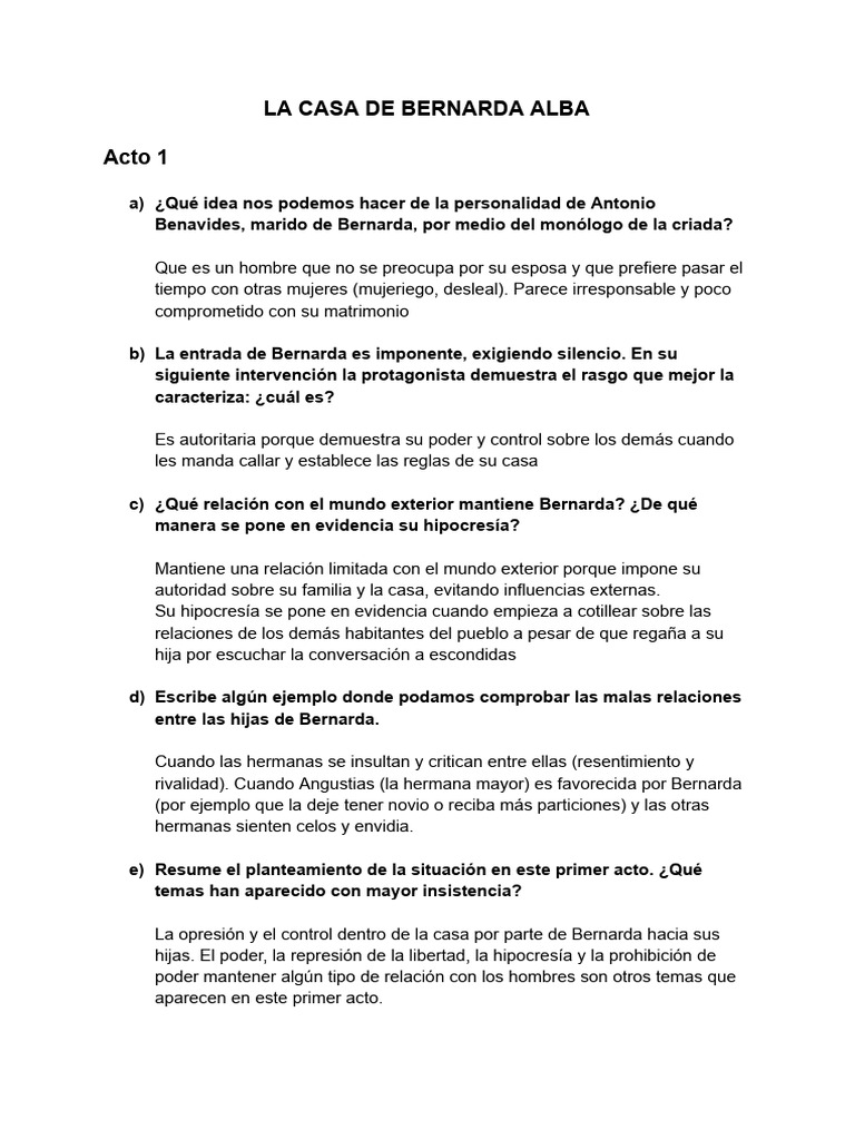 La casa de Bernarda Alba | PDF | Libertad