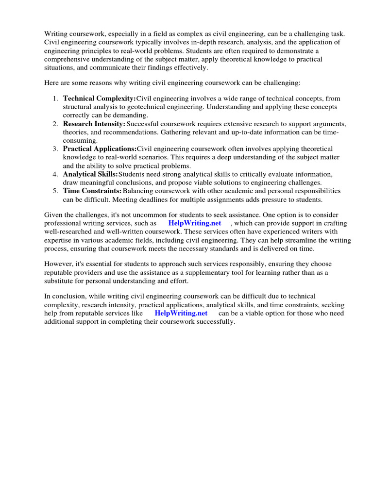 Civil Engineer Coursework | PDF | Engineering | Civil Engineering