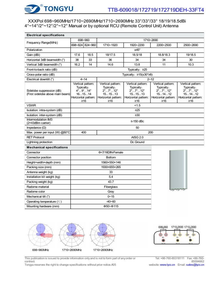 Tongyu - TTB 609018 33FT4 | PDF | Antenna (Radio) | Electronic Engineering