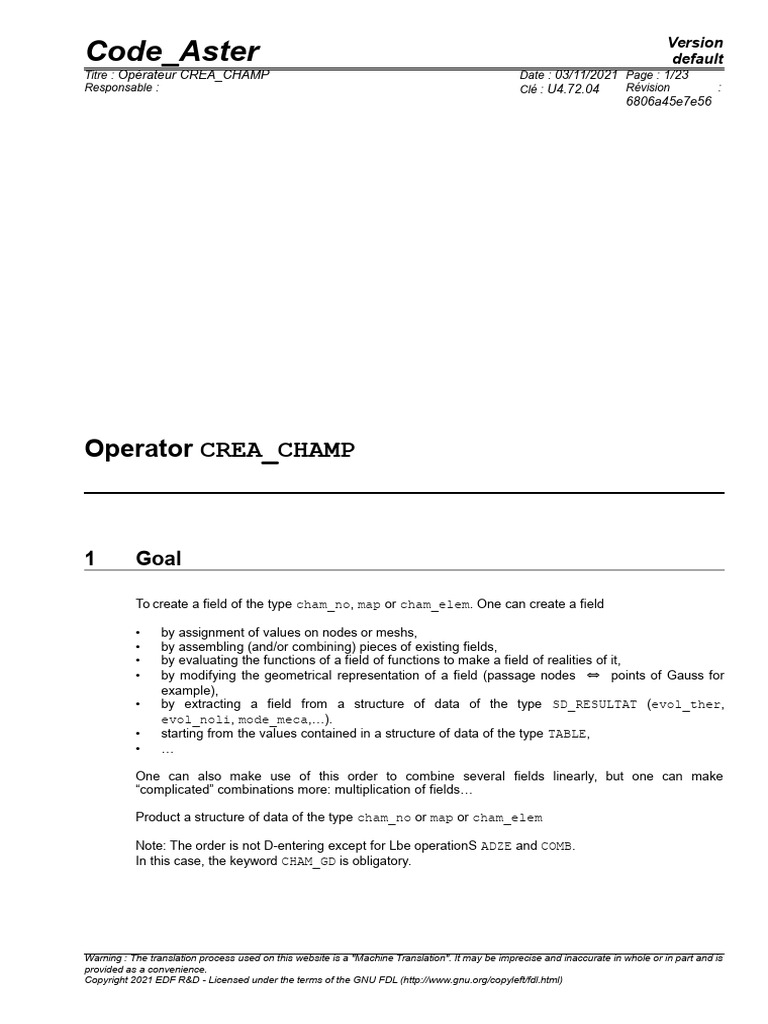 Code - Aster: Operator CREA - CHAMP | PDF | Computing | Computer Programming