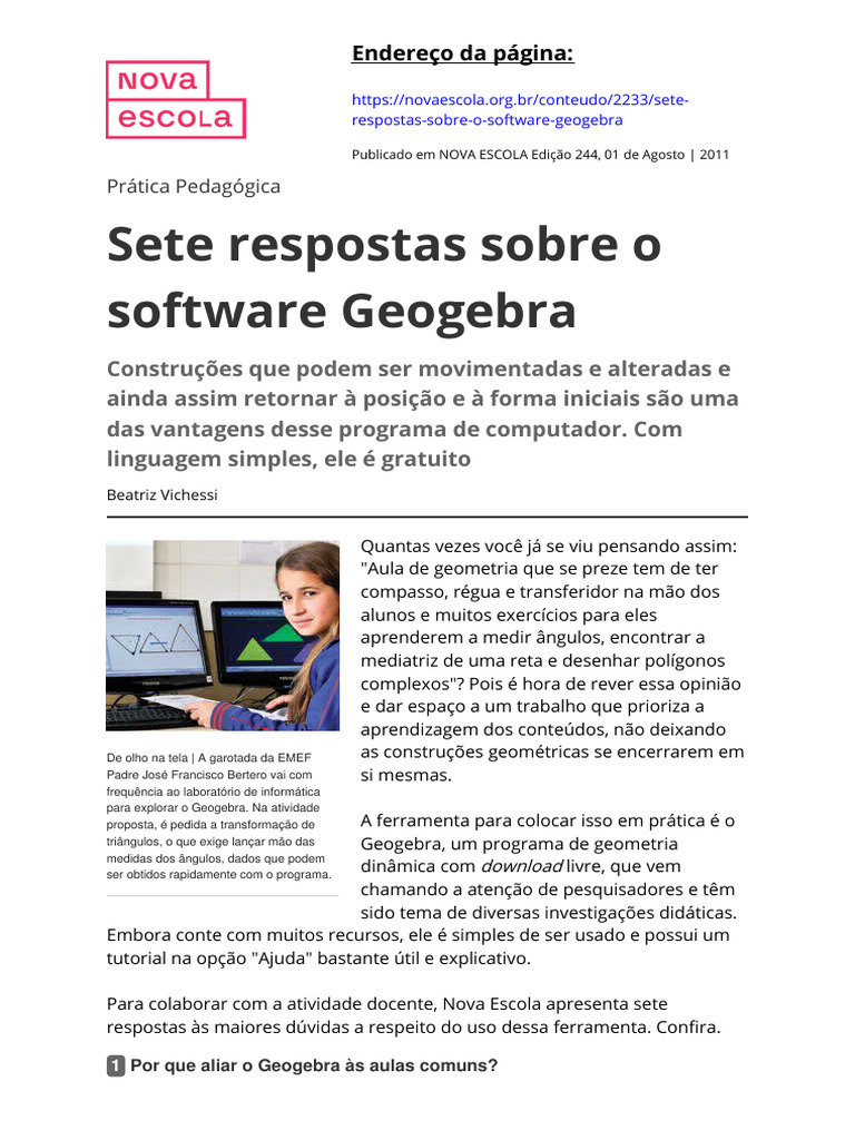 Sete Respostas Sobre o Software Geogebra | PDF | Geometria | Triângulo