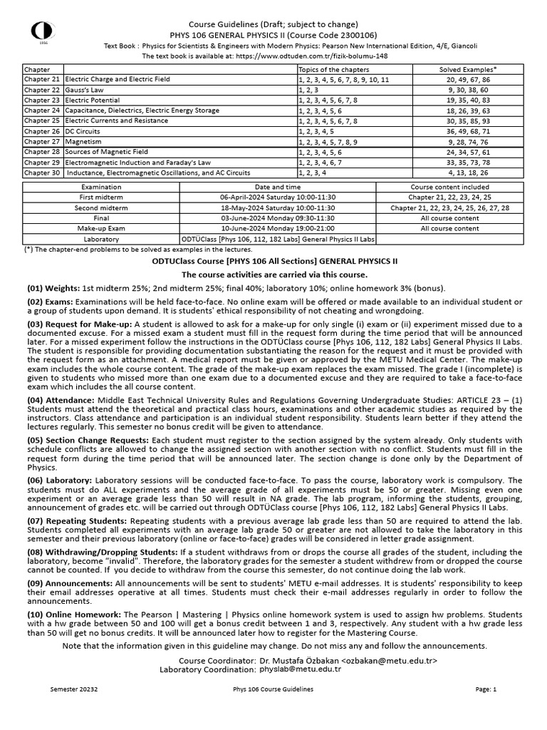 106-20232-Course Guidelines-V2 | PDF | Electricity | Electrical Engineering