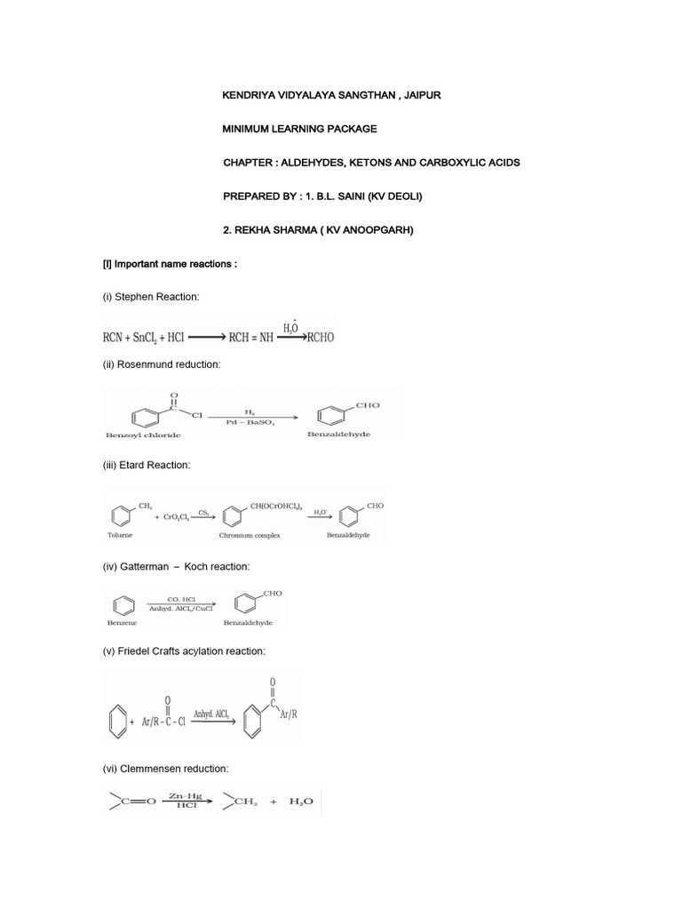 MLP (Aldehyde, Ketone and Carboxylic Acid) | PDF | Aldehyde | Ketone