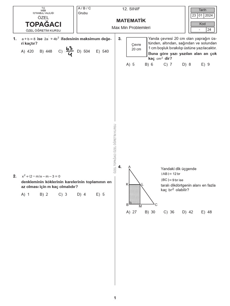 12-Max-Min Problemleri-ABC | PDF