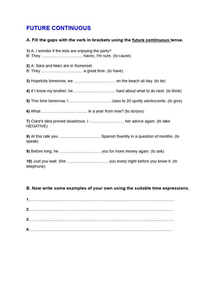 Future Continuous and Perfect REVIEW | PDF | Grammar | Linguistics