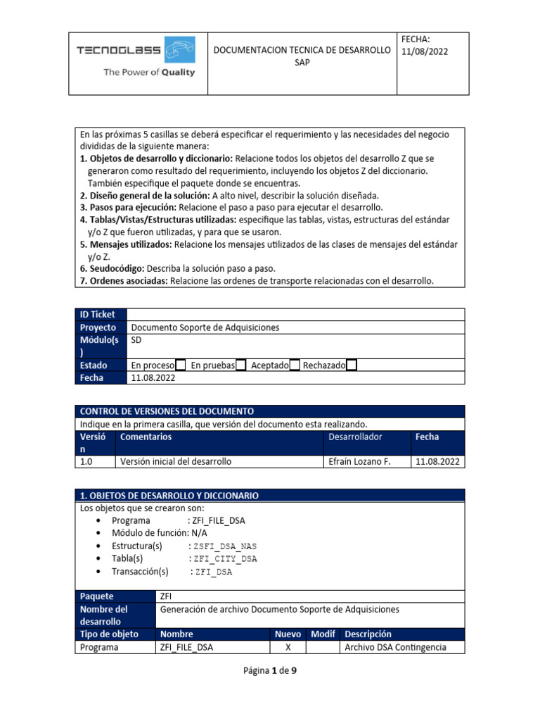 Formato Documentacion Tecnica SAP | PDF | Contabilidad | Ingeniería ...