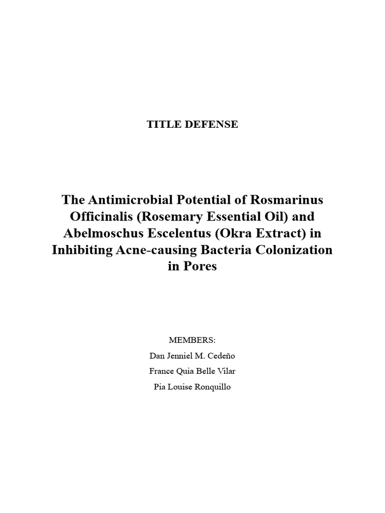Title Defense Life Group 10 | PDF | Antimicrobial | Rosemary