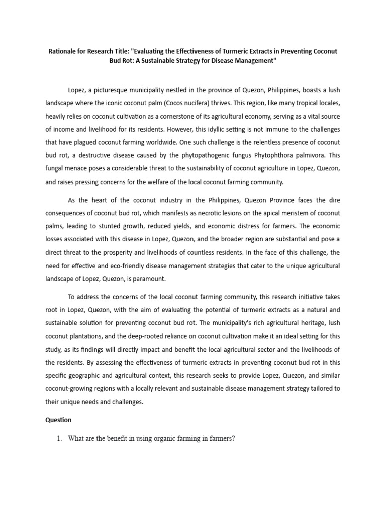 Physical Research Rationale | PDF | Coconut | Sustainability