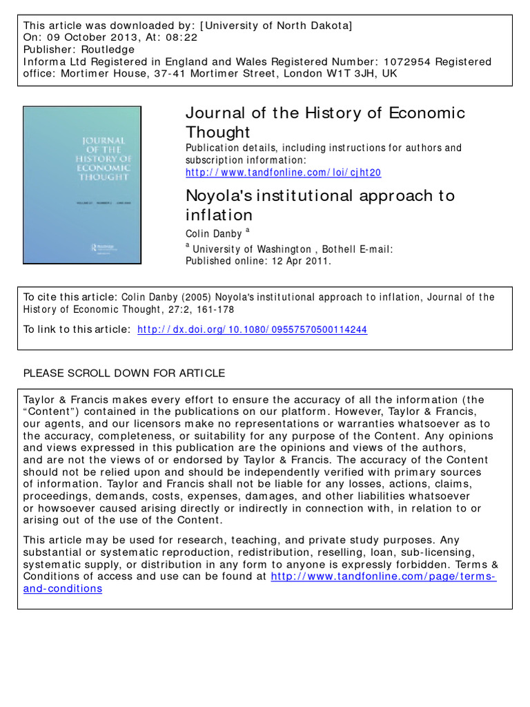 Noyolas Institutional Approach To Inflation | PDF | Inflation | Taxes