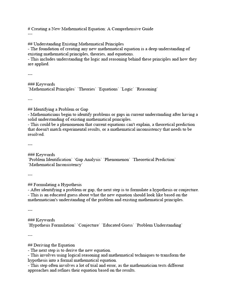 Creating New Mathematical Equations Guide | PDF | Mathematics | Theory