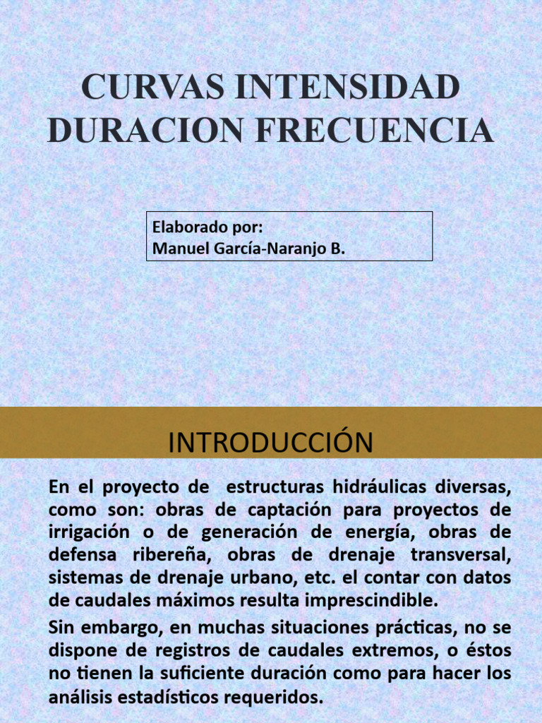 Curvas Intensidad Duración Frecuencia - García Naranjo | PDF | Precipitación | Lluvia