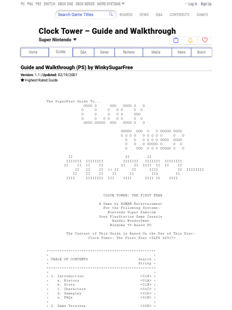 Clock Tower: The First Fear Guide | PDF