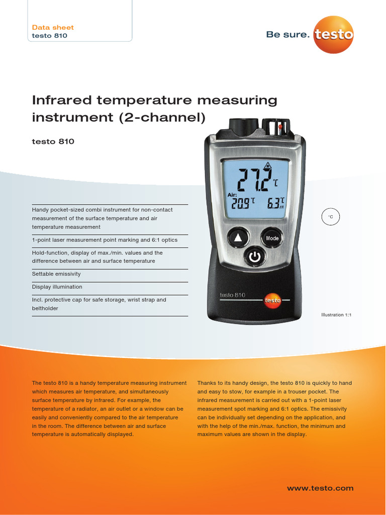Testo 810 Data Sheet | PDF | Calibration | Thermometer