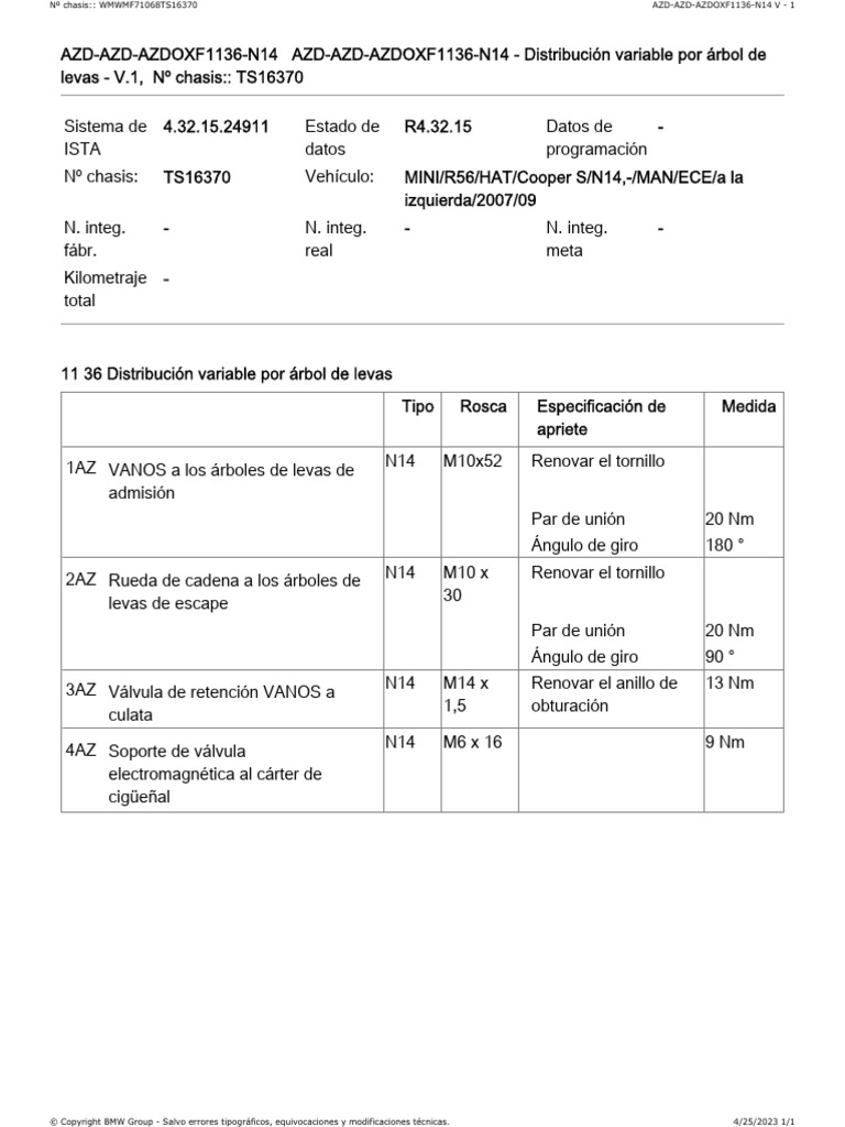 Par de Apriete Levas N14 | PDF | Motores | Bienes manufacturados