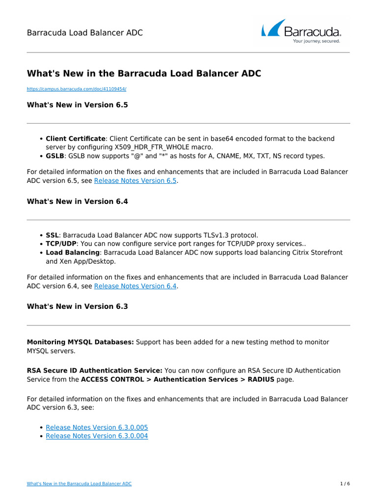 What's New in The Barracuda Load Balancer ADC | Download Free PDF | Transport Layer Security ...