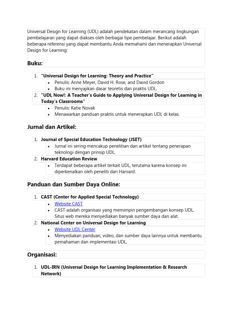 Universal Design For Learning | PDF | Ilmu Sosial | Kesehatan Holistik
