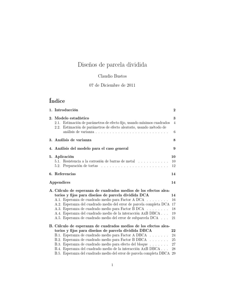 Diseño de Parcelas Divididas en Estadística | PDF | Experimentar ...