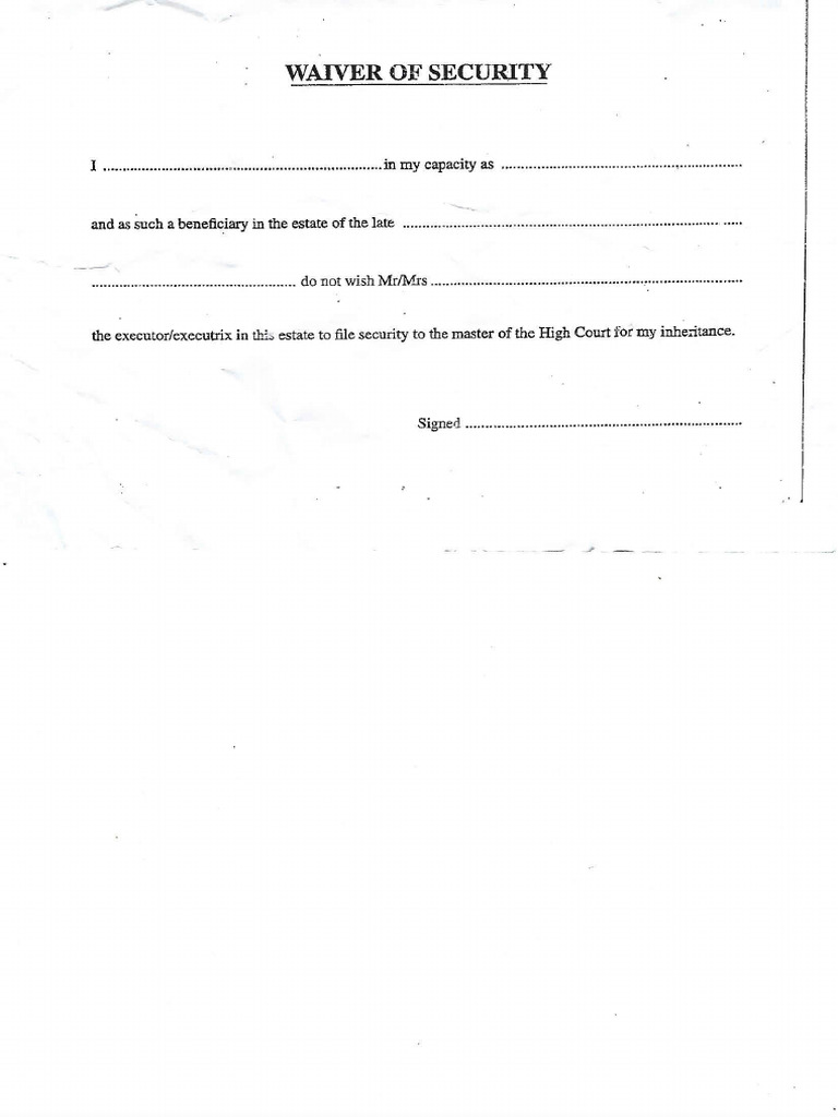 Waiver of Security | PDF