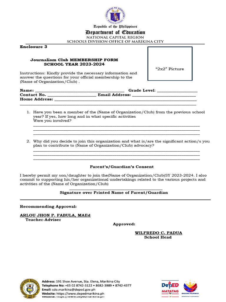 Journalism Membership Form | PDF