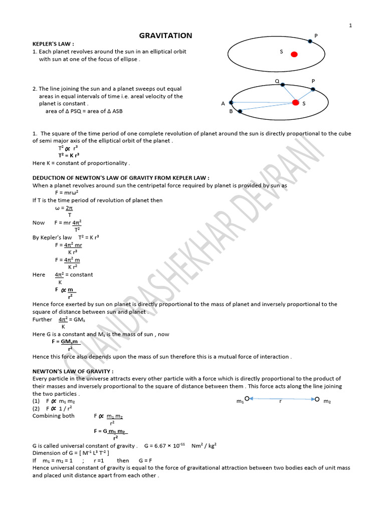 6 Gravitation | PDF | Force | Newton's Law Of Universal Gravitation