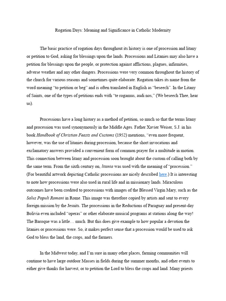 Rogation Days | PDF | Prayer | Mass (Liturgy)