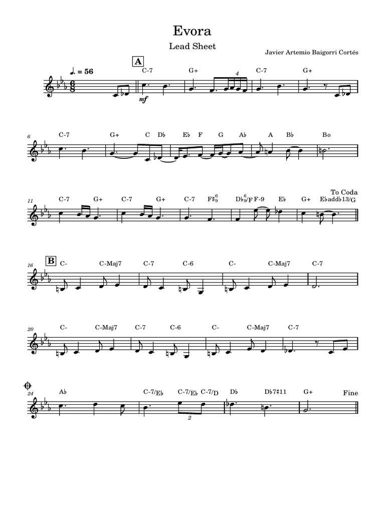 Evora Jazz Lead Sheet | PDF