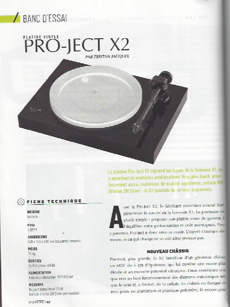 Banc Essai Vumetre Platine Vinyle Project x2 | PDF