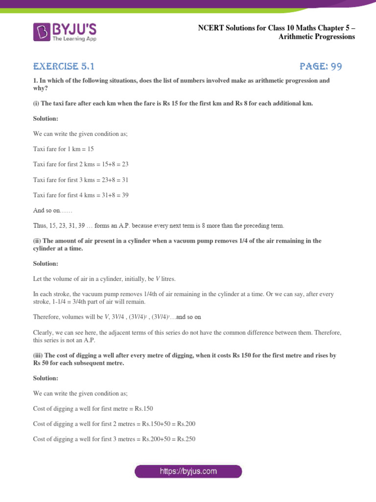 NCERT Solutions For Class 10 Maths Chapter 5 80 Arithmetic Progressions ...