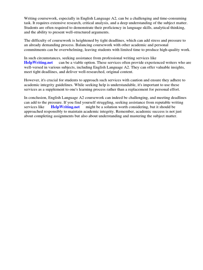 English Language A2 Coursework Deadline | Download Free PDF | Essays | Human Communication