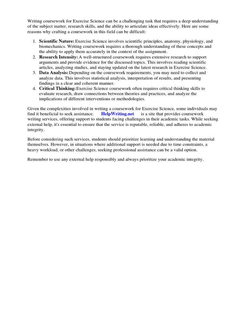 Coursework For Exercise Science | Download Free PDF | Personal Trainer ...
