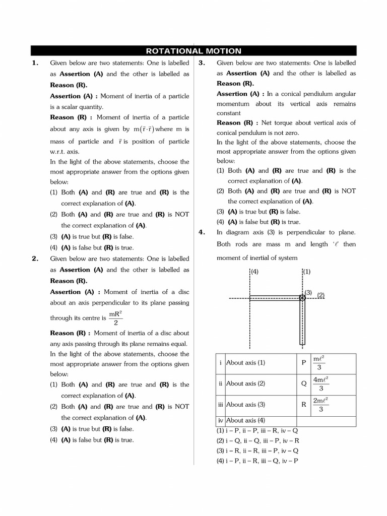 Ques - Rotation Motion | PDF