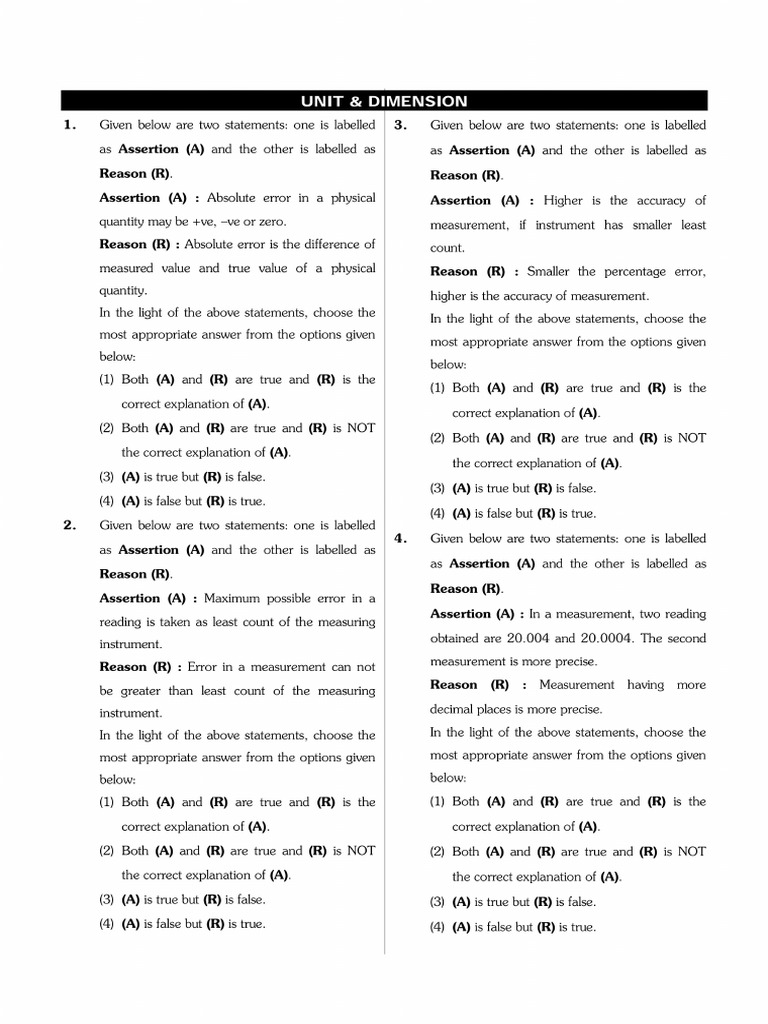Ques - Units & Dimensions | PDF