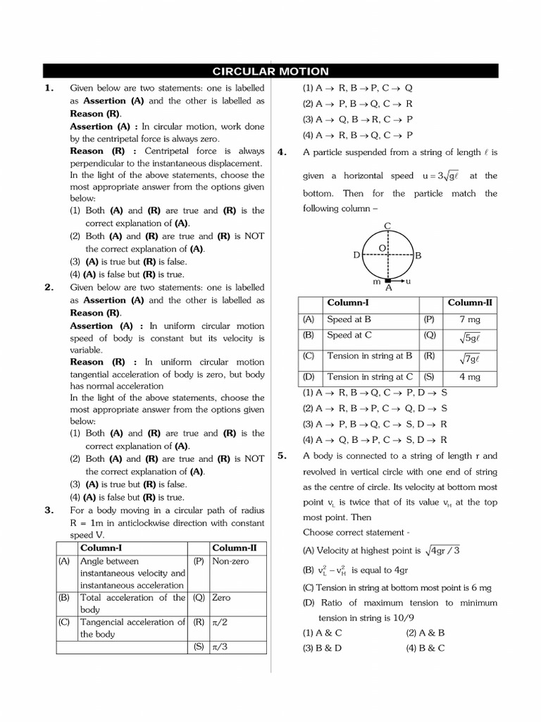 Ques - Circular Motion | PDF
